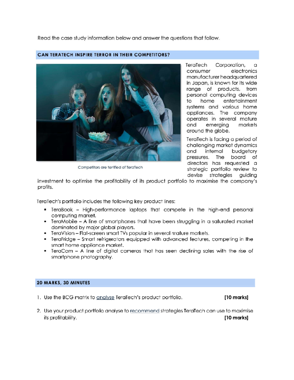 BCG Matrix Case Study Activity C IBBM: TeraTech's Strategic Analysis ...