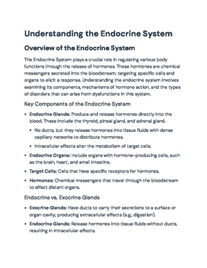 Endocrine System - Study Notes & Assignments - Studocu
