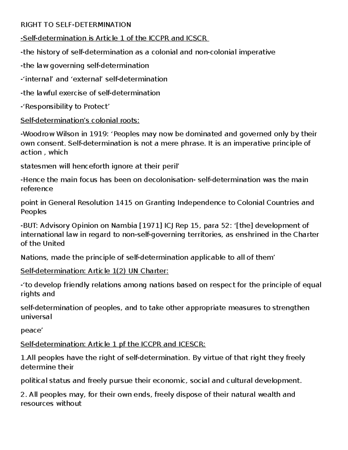 Self-Determination: Key Concepts and Historical Perspectives Notes ...