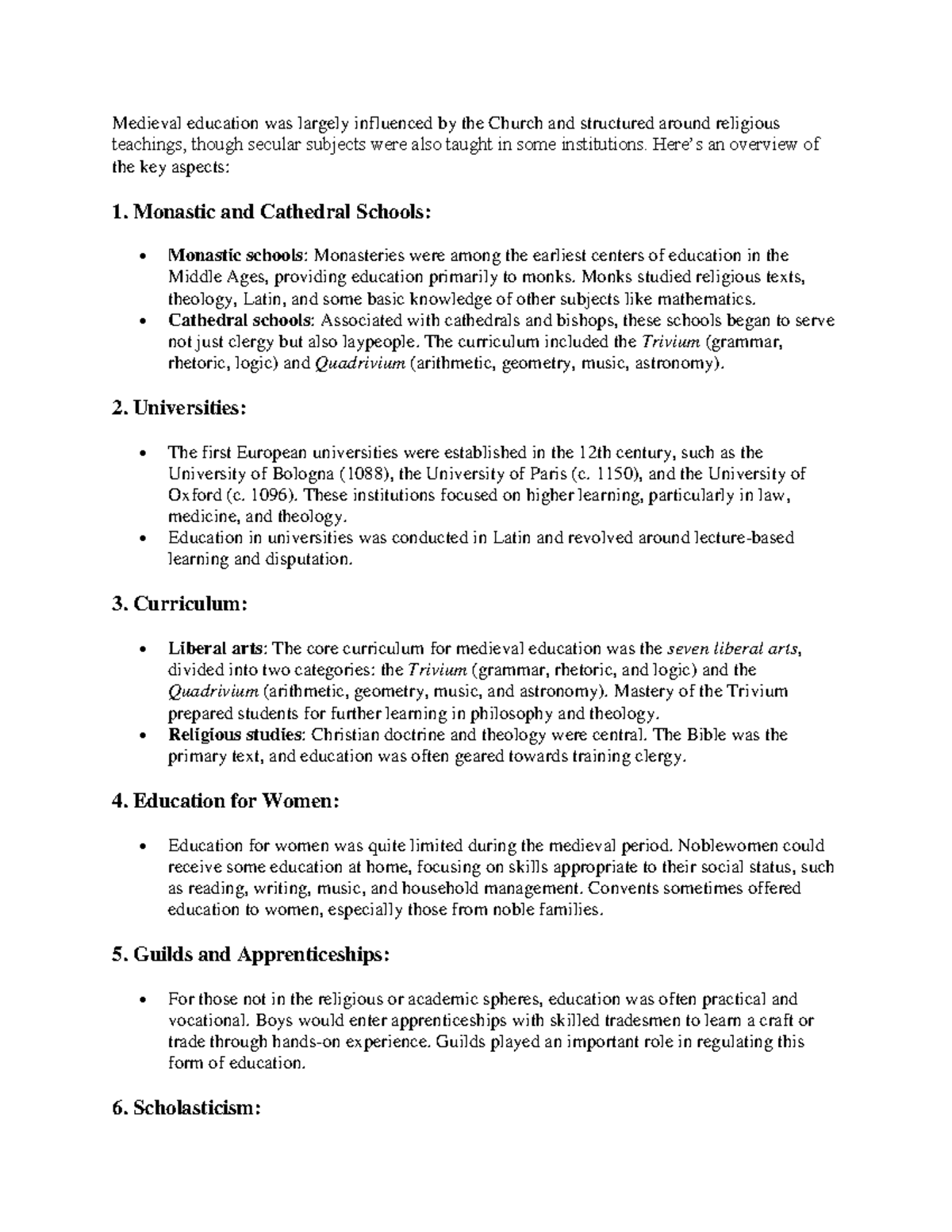 Medieval Education: The Influence of the Church and Secular Studies ...