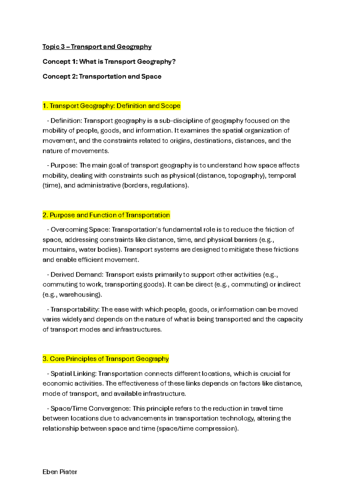 Topic 3 Concept 1,2,3 & 4 Notes - Topic 3 – Transport and Geography ...