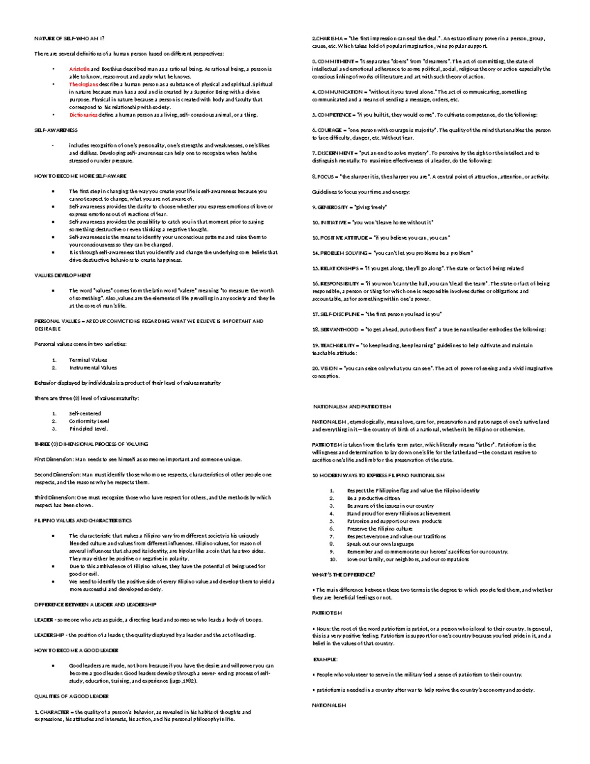 NSTP (Midterm Reviewer): Understanding Self, Values, and Leadership ...