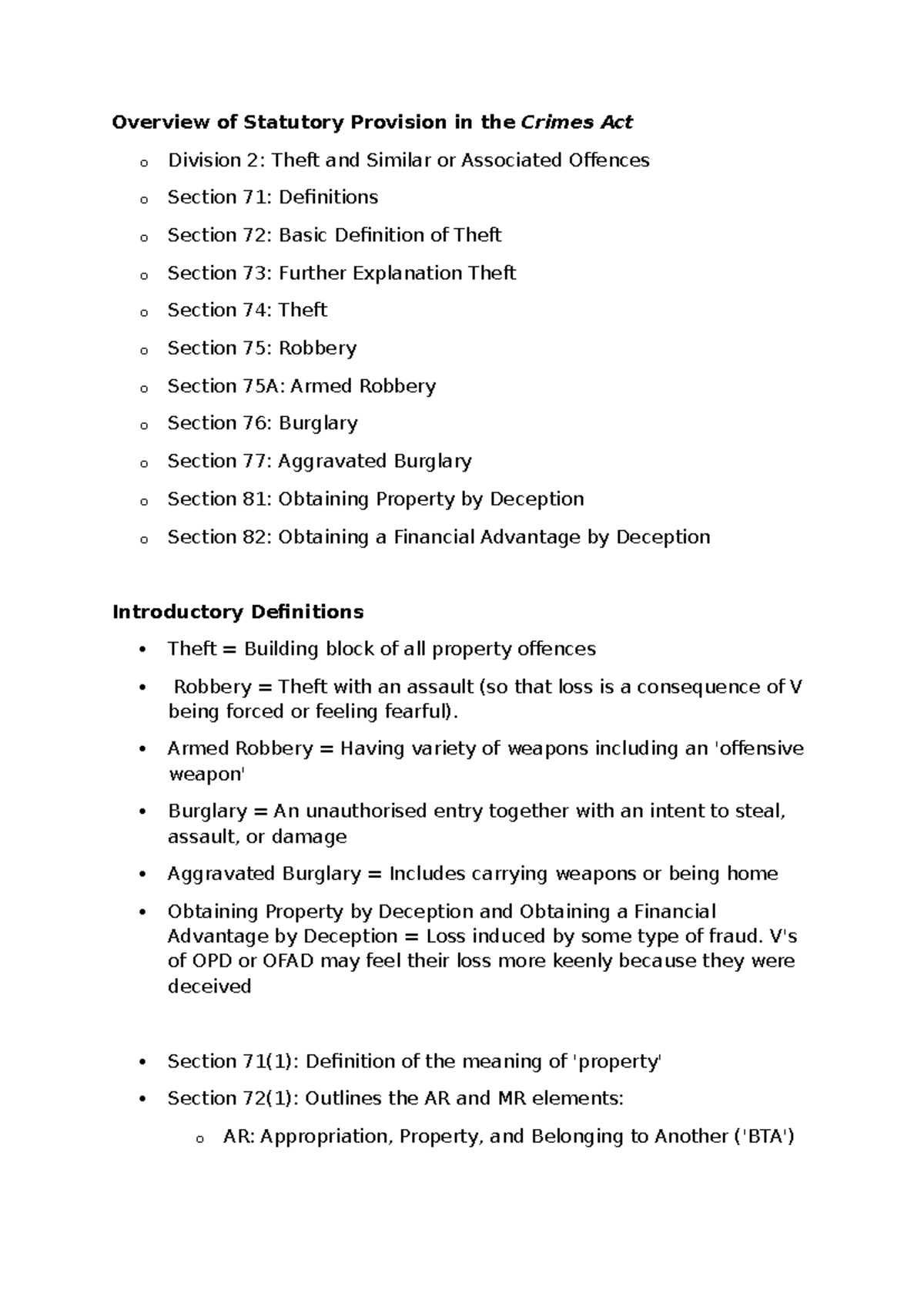 Property Offences Overview: Theft, Robbery, and Burglary (LAW 101 ...