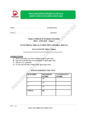 KCSE 2024 ENGLISH PP1 Leakeges and Prediction - Page 1 of 38 KCSE 2024 PREDICTION ENGLISH PP 1 ...