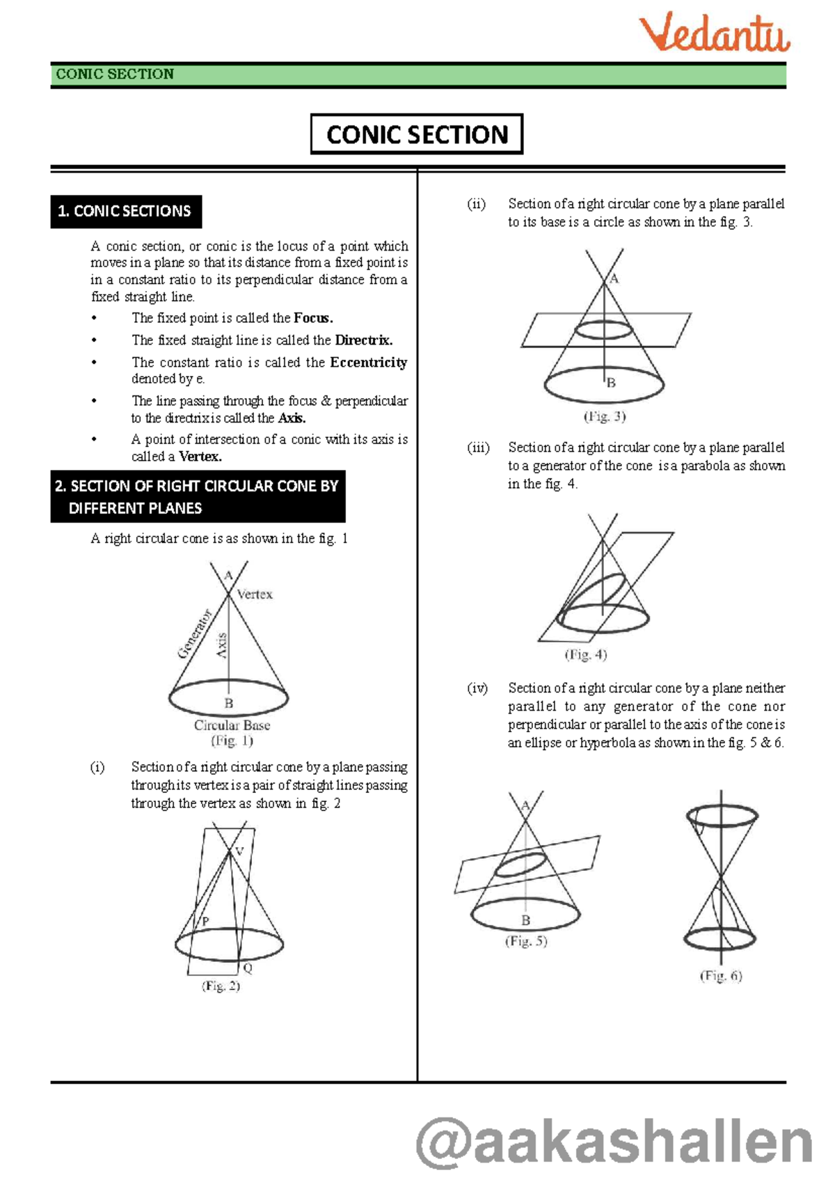 Conic Sections - Lecture Notes (MATH 101) - Studocu