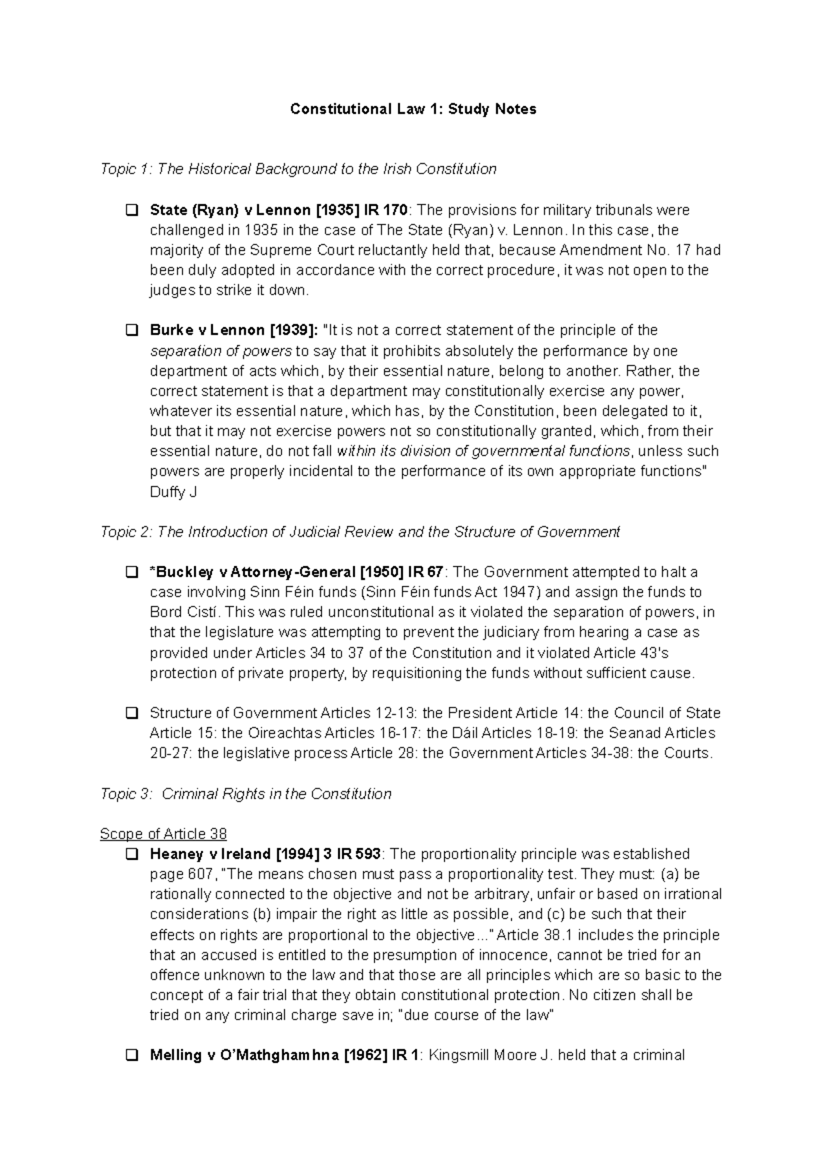 Constitutional Law 1: Comprehensive Study Notes for Review - Studocu