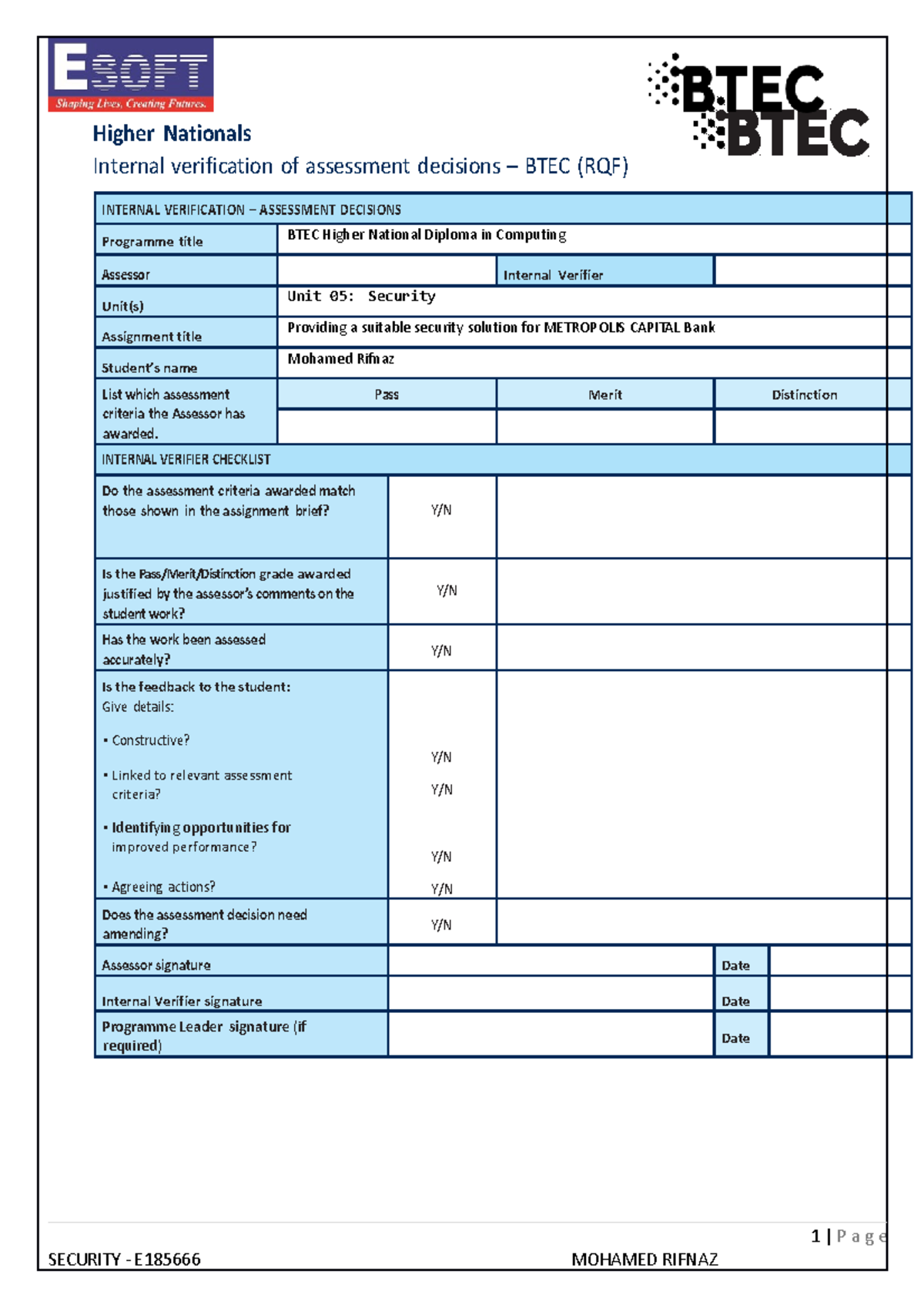 Unit 05 - Effective Security Solutions for Metropolis Capital BANK ...