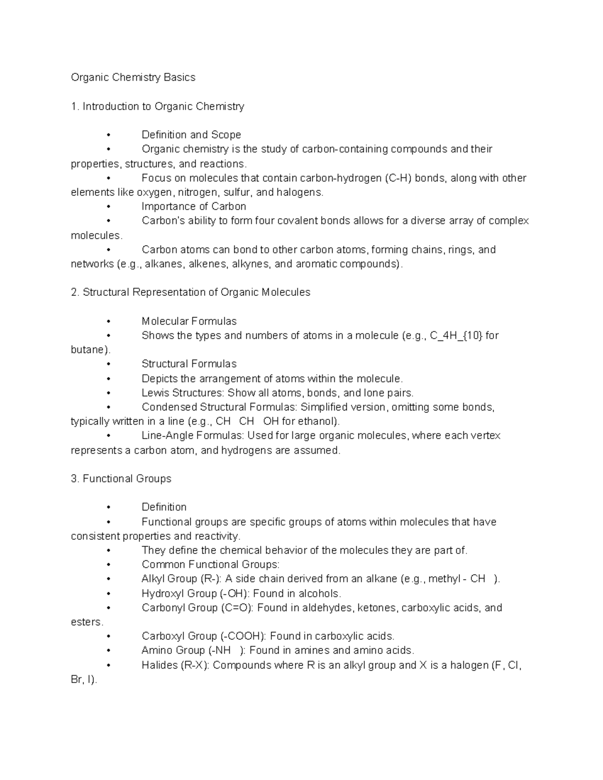 Organic Chemistry Basics: Key Concepts and Reactions (OC 101) - Studocu