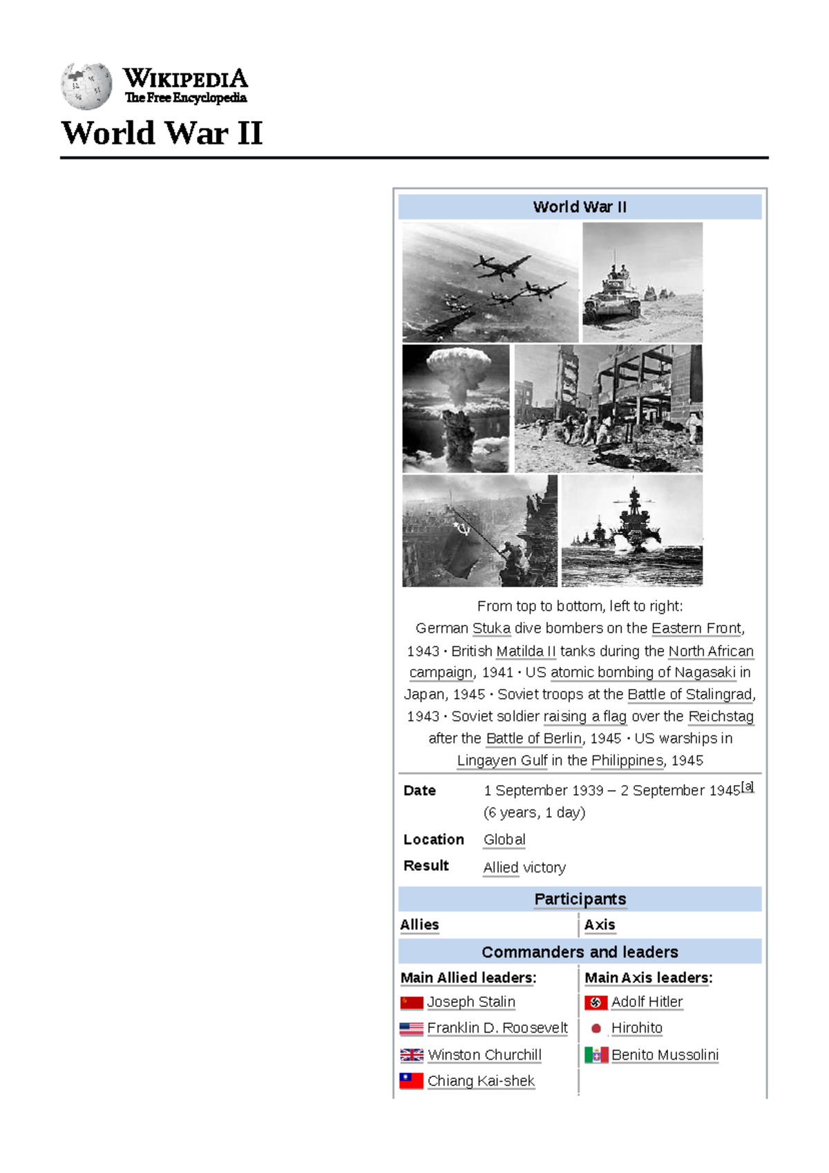 World War II Overview: Key Events and Outcomes (WW2) - Studocu