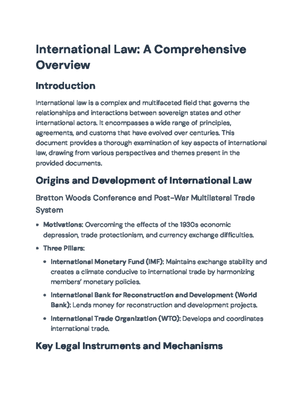 International Law: Key Principles and Responsibilities Overview ...