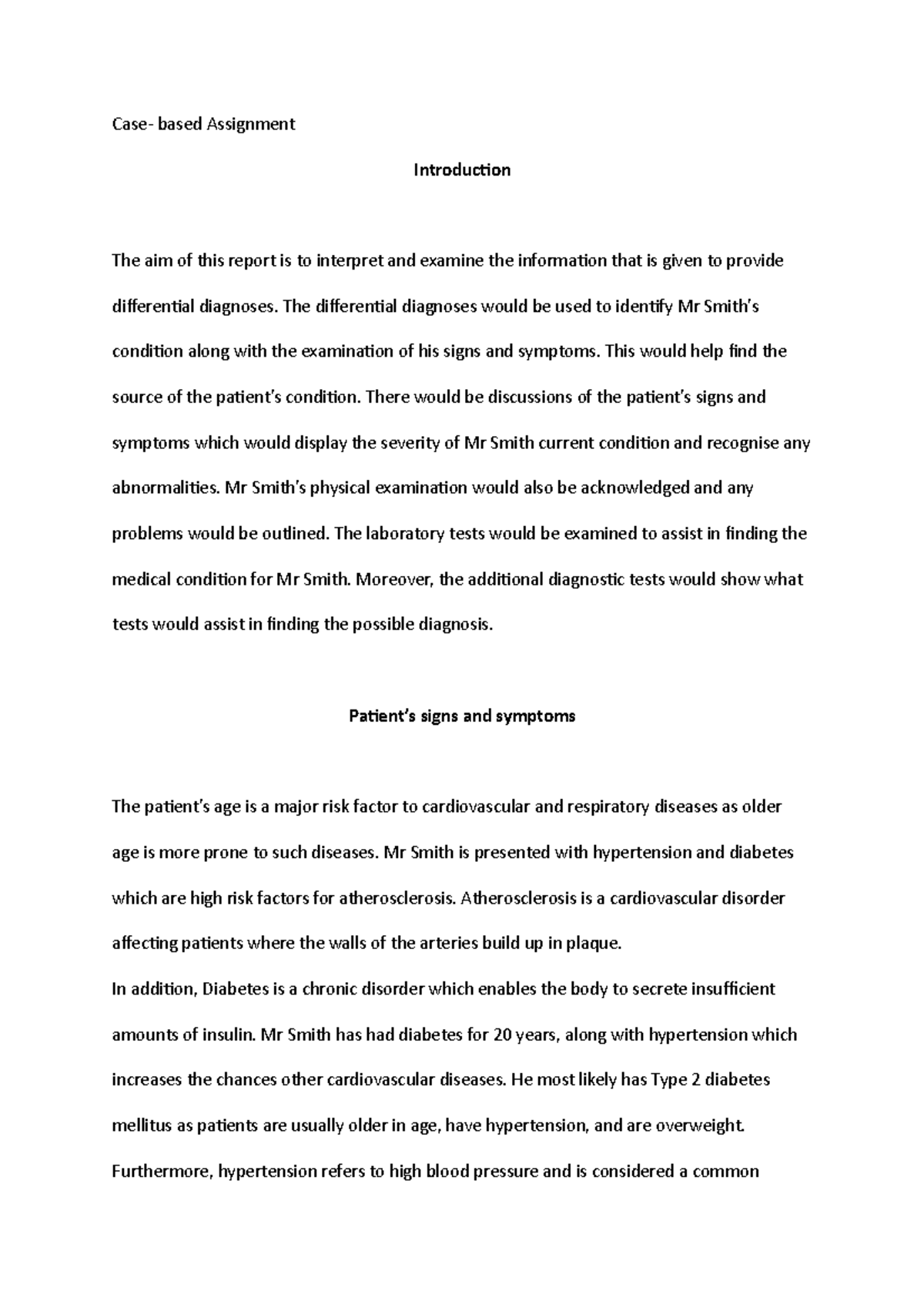 Clinical Pathophysiology Case Study: Mr. Smith's Condition Analysis ...