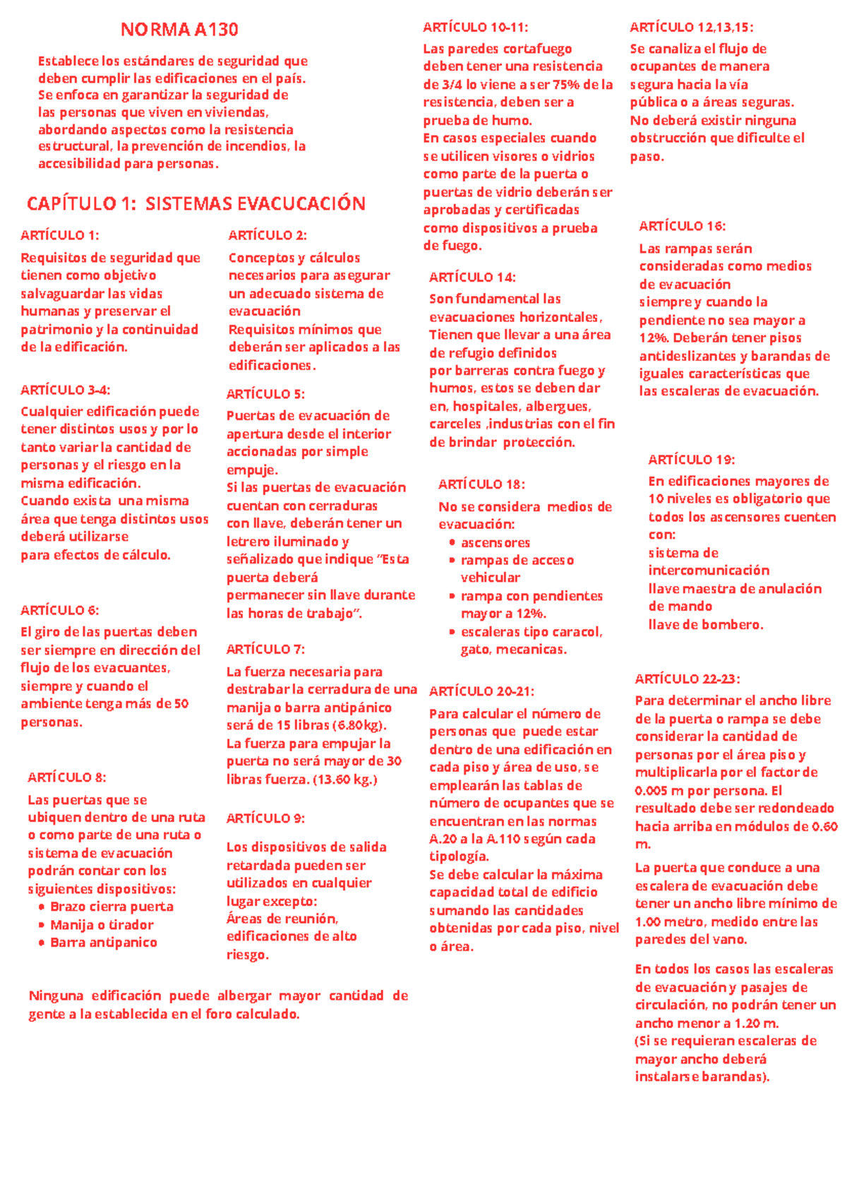 Norma A1 - NORMA A Establece los estándares de seguridad que deben ...