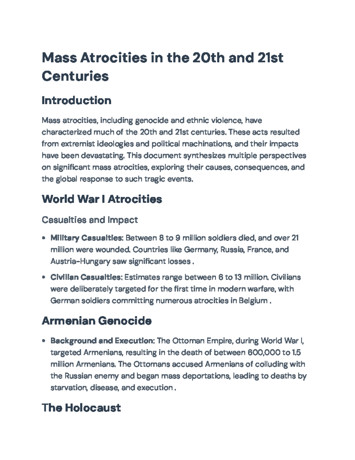 Mass Atrocities in the 20th & 21st Centuries: A Critical Study - Studocu