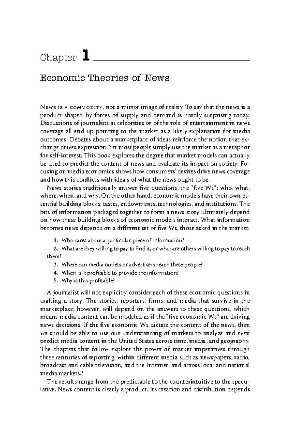 Economic Theories of News: Market Forces Shaping Media Content - Studocu