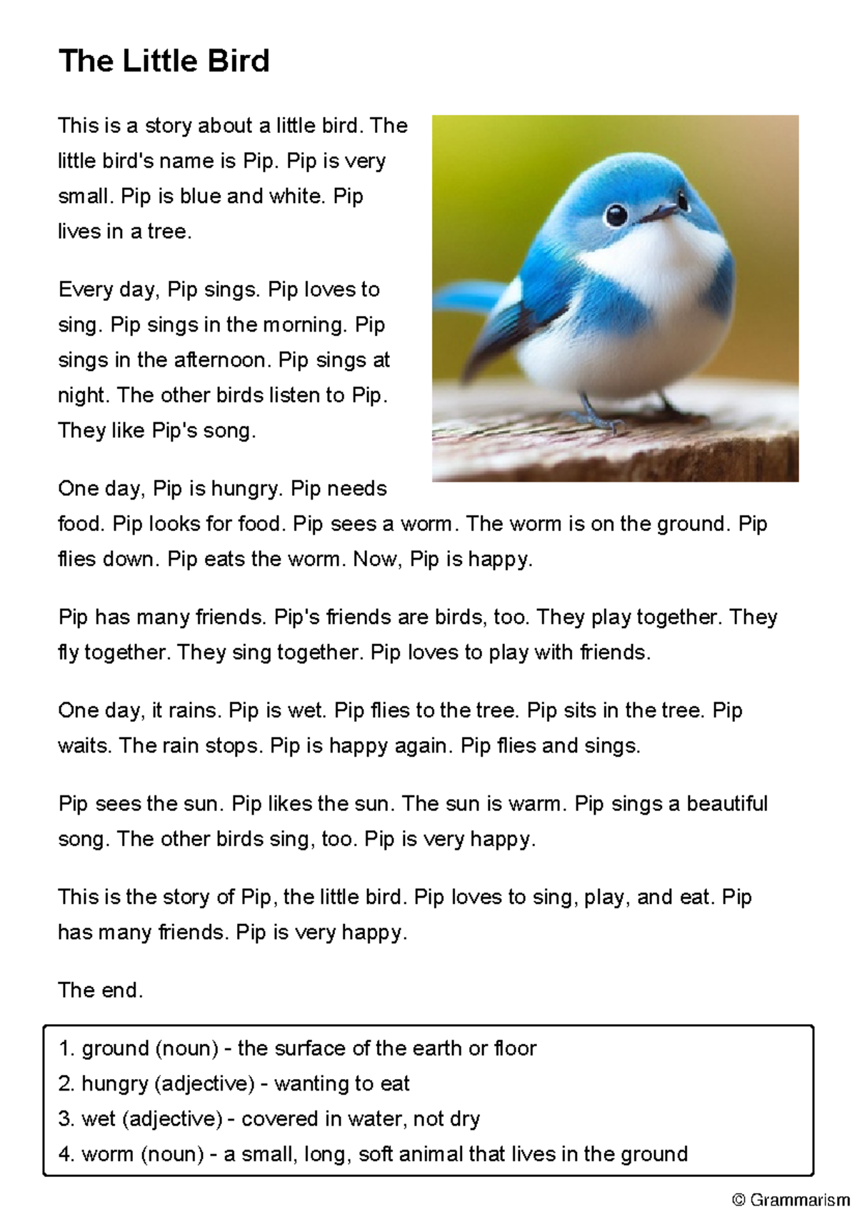 3 The Little Bird - © Grammarism The Little Bird This is a story about ...