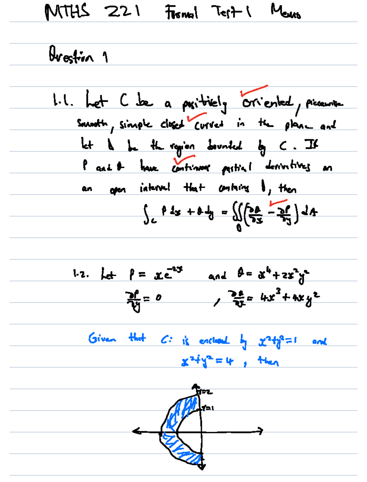 MTHS 221 Formal Test 1: Advanced Calculus Concepts and Applications ...