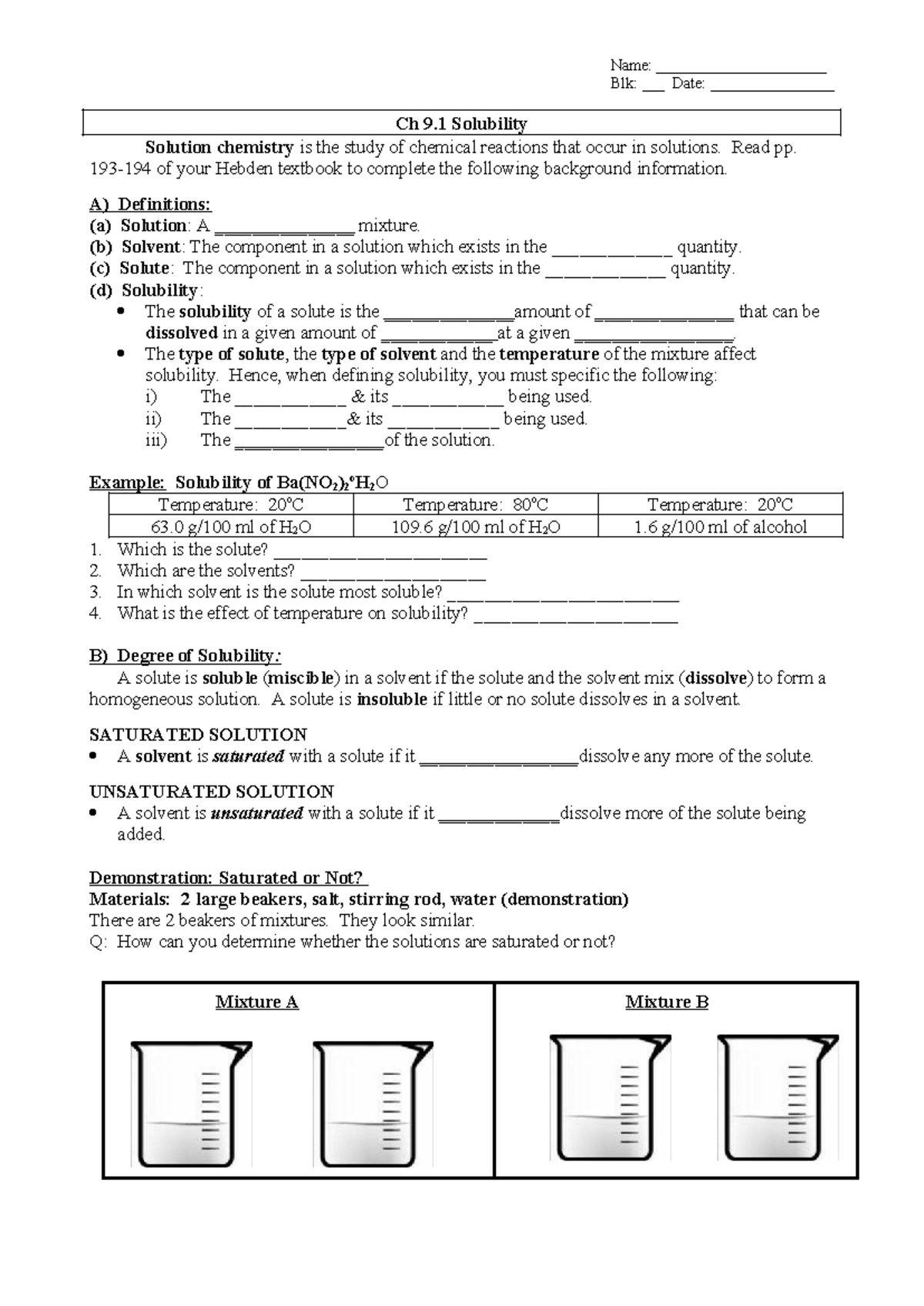 Ch 9.1 Solubility: Understanding Solutions in Chemistry (9 - chem ...