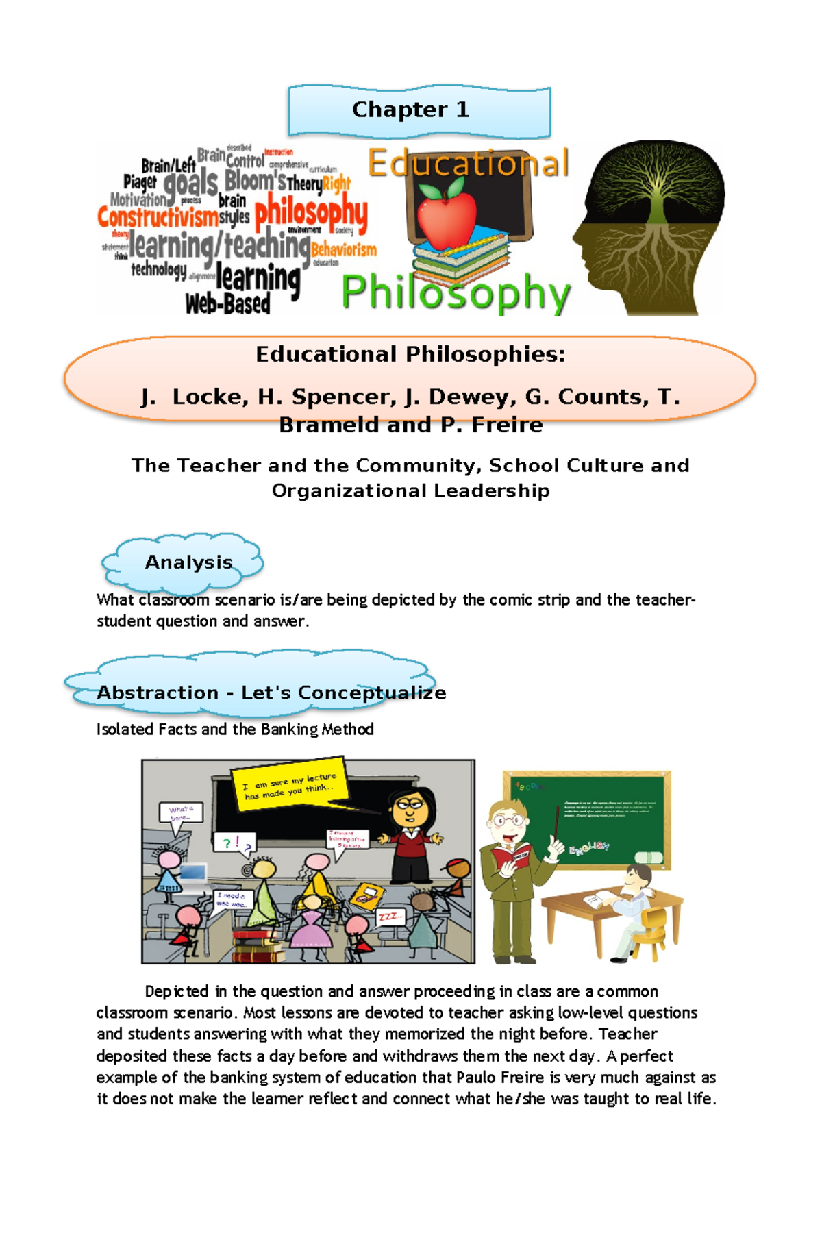 Chapter 1: Educational Philosophies and Classroom Practices (EDUC3) - Studocu