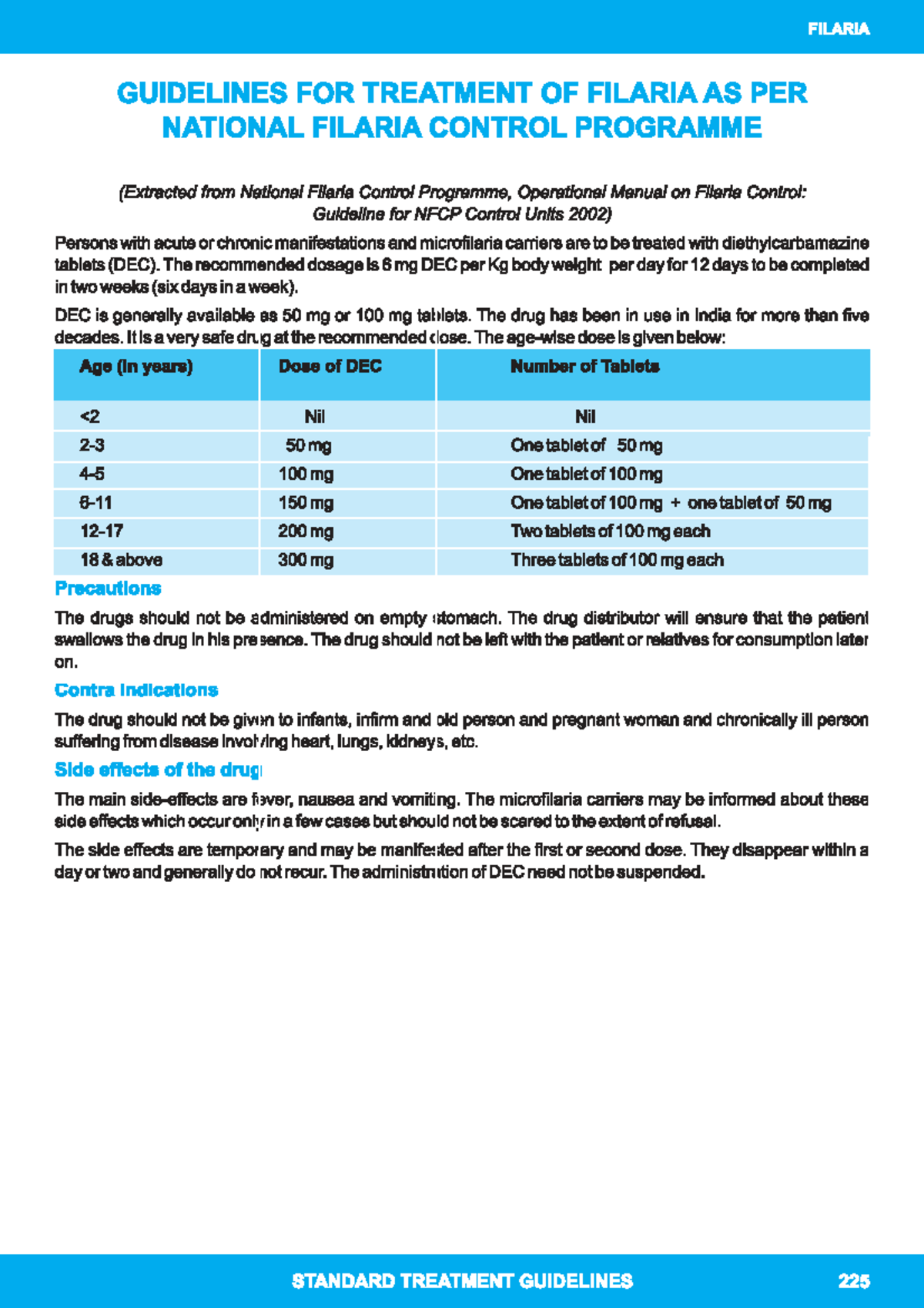Filaria Treatment Guidelines: DEC Dosage & Precautions (NFCP) - Studocu