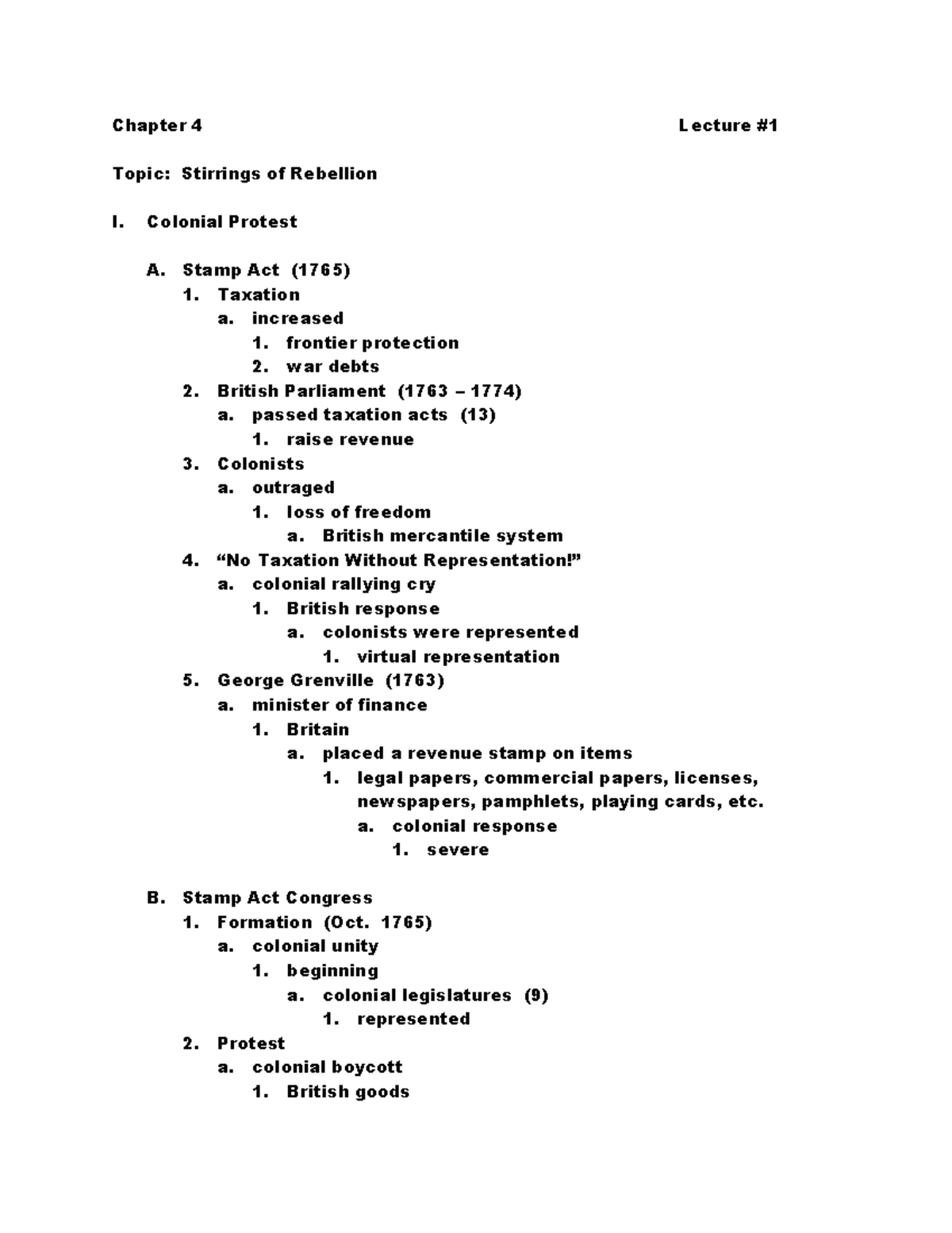 Colonial Rebellion: Key Events & Acts to Independence (HIST101) - Studocu