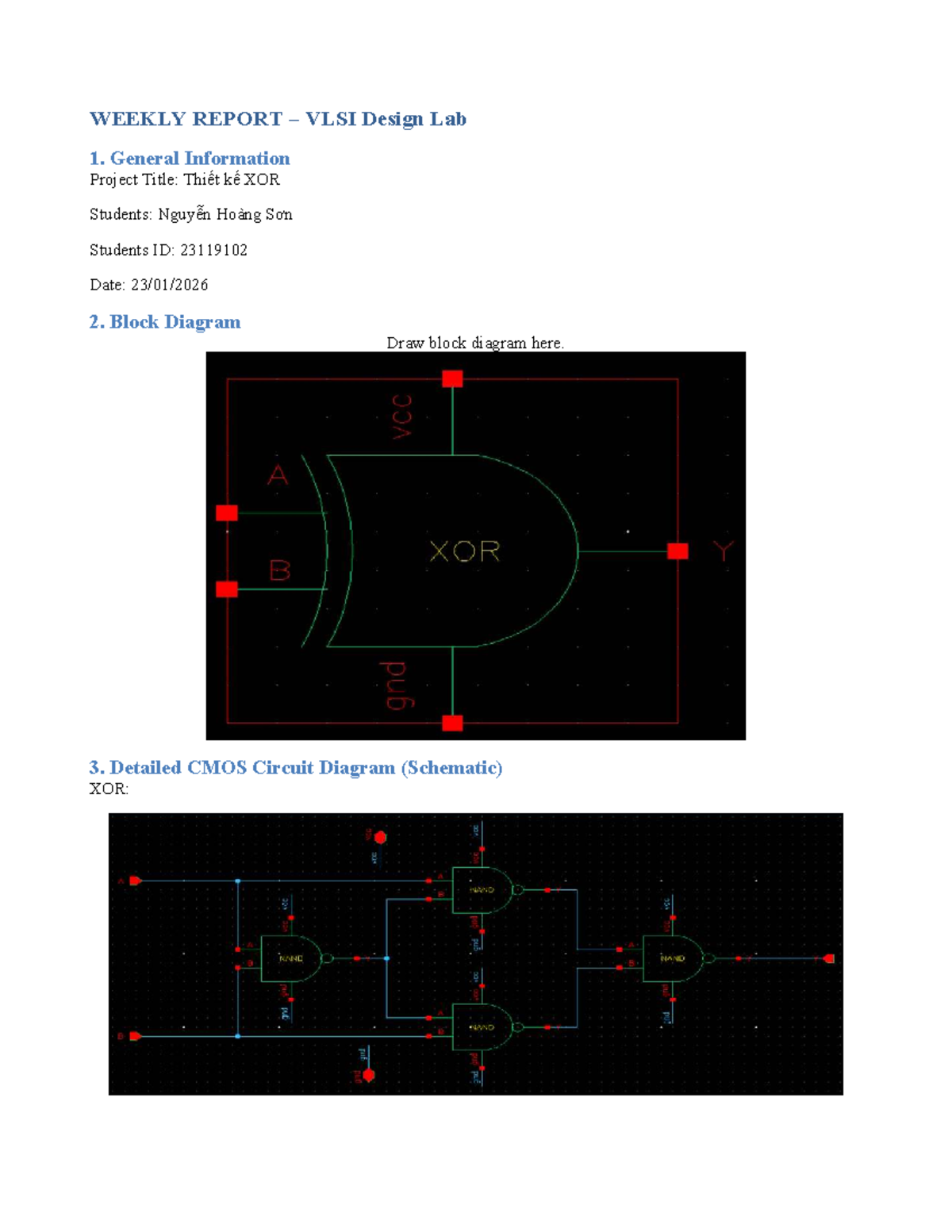 WEEKLY REPORT VLSI Design Lab: XOR Circuit Analysis - Studocu