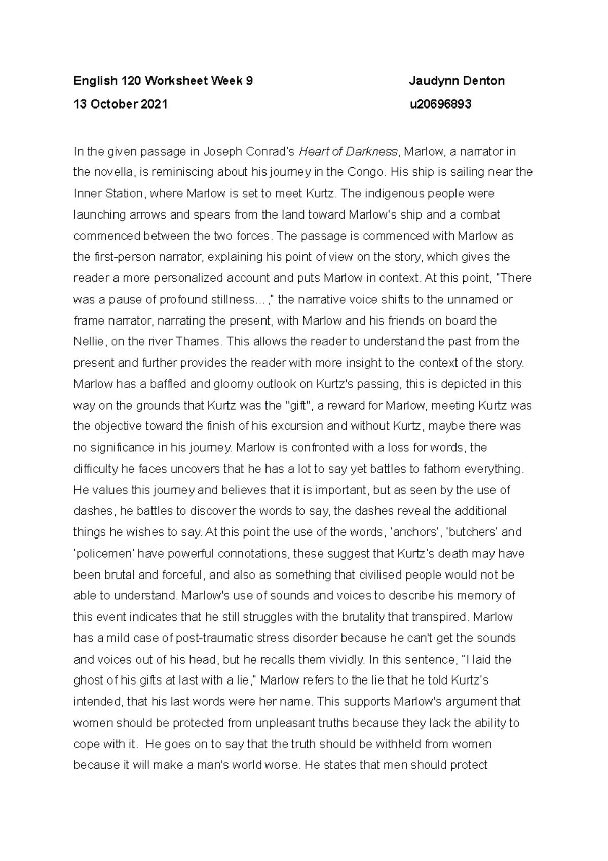 English 120 Worksheet Week 9 - English 120 Worksheet Week 9 Jaudynn ...