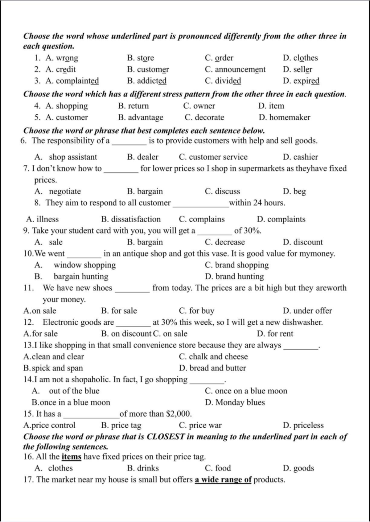 Test Unit 8 - Practice: Vocabulary and Comprehension Exercises - Studocu
