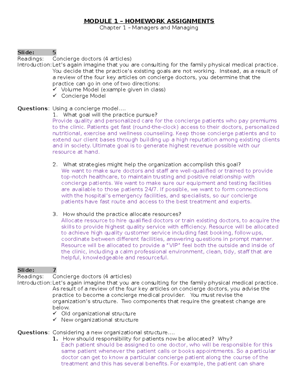 Module 1 - Homework Assignment: Strategies for Concierge Medical ...
