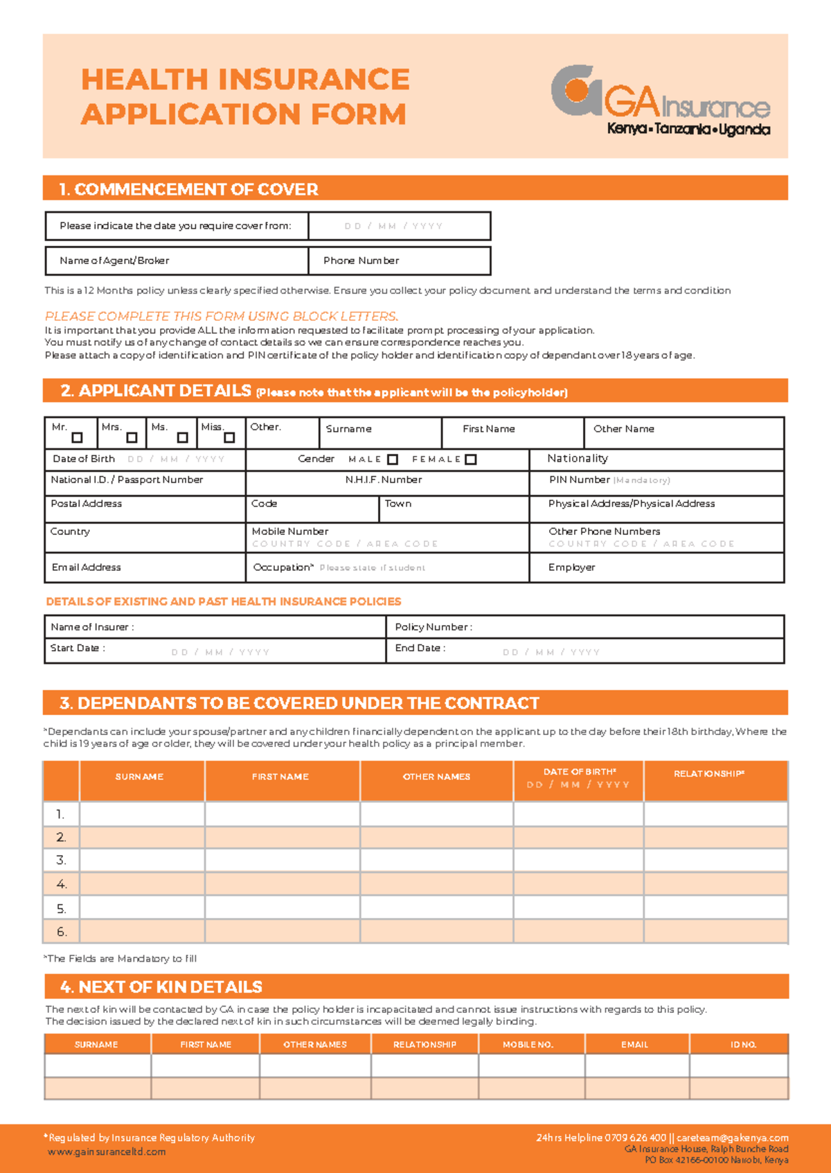 GA Health Application Form - Complete Instructions for Applicants - Studocu