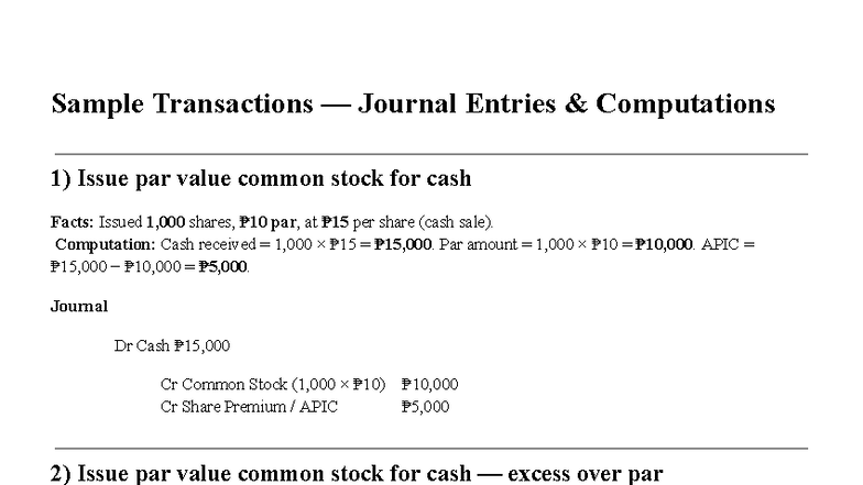 Acctg Notes & Reviewers: Transactions Journal Entries RFBT - Studocu