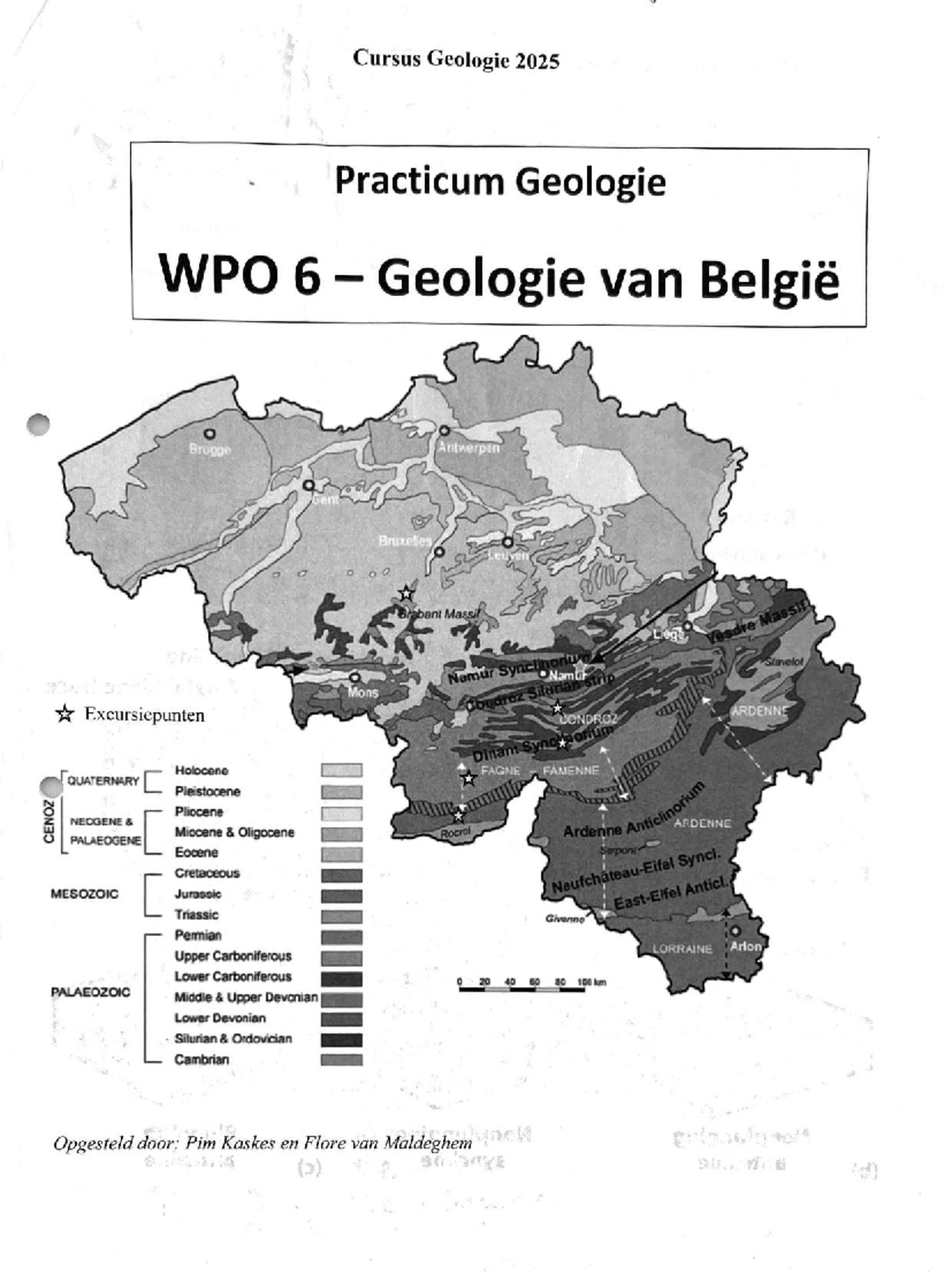 Geologie WPO 6: Practicum en Excursiepunten in België - Studocu