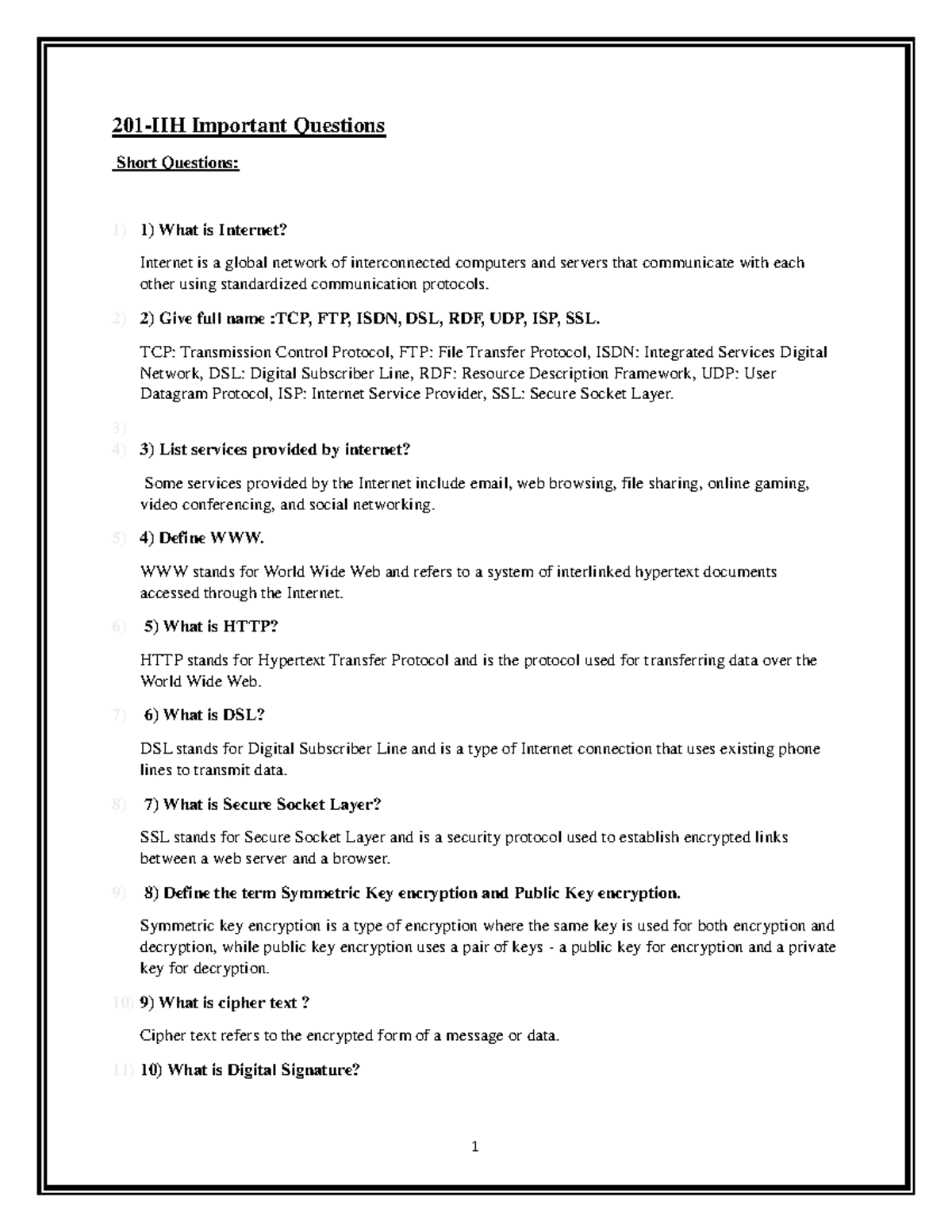 201-IIH Exam Prep: Key Questions and Answers for Internet Studies - Studocu
