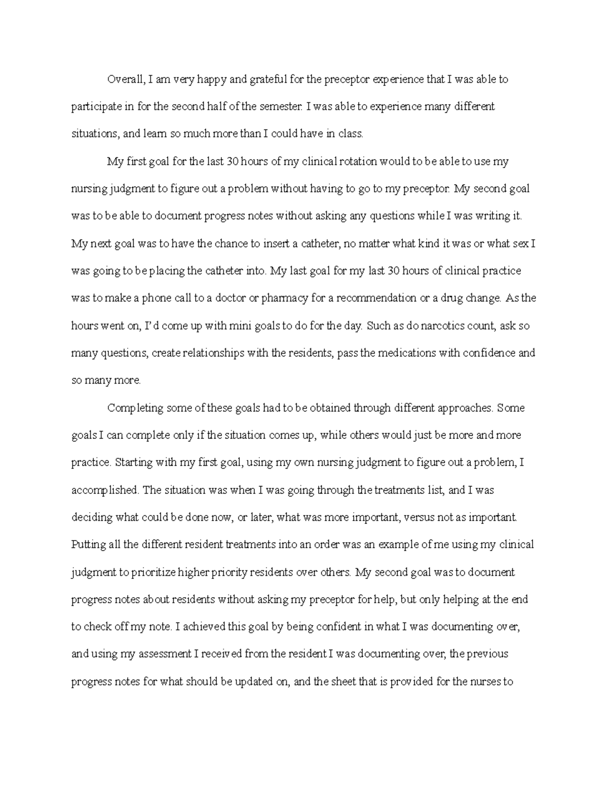 60 Hour Clinical Rotation Journal: Goals & Reflections - Studocu
