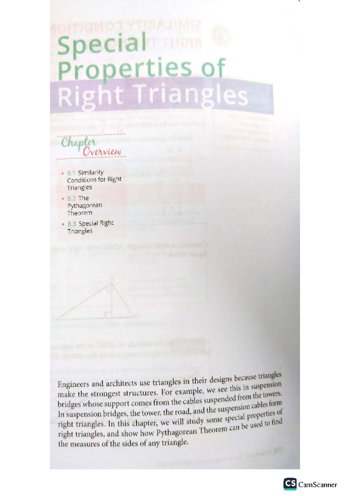 MATH 9 Chapter 8: Special Properties of Right Triangles Overview - Studocu