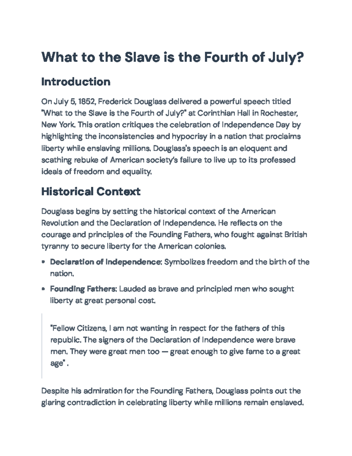What to the Slave is the Fourth of July? - Analysis (ENG 101) - Studocu