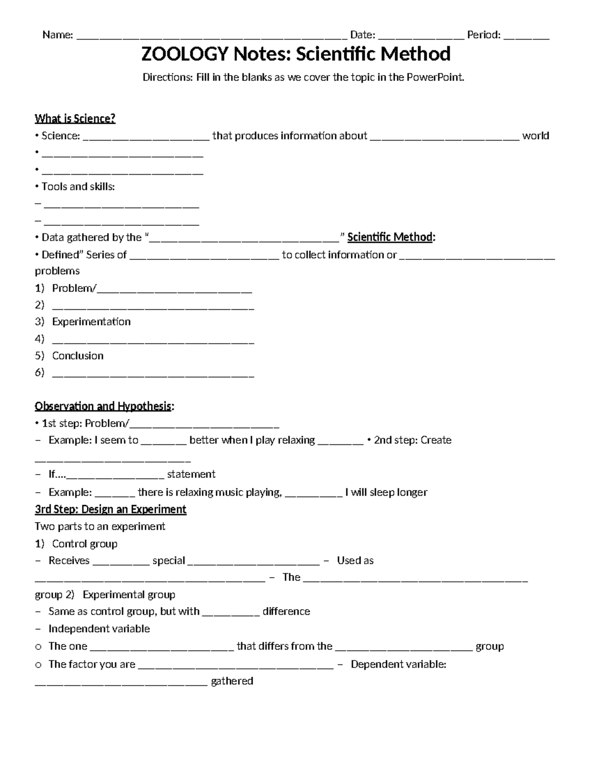 Scientific Method Guided Notes - Name ...