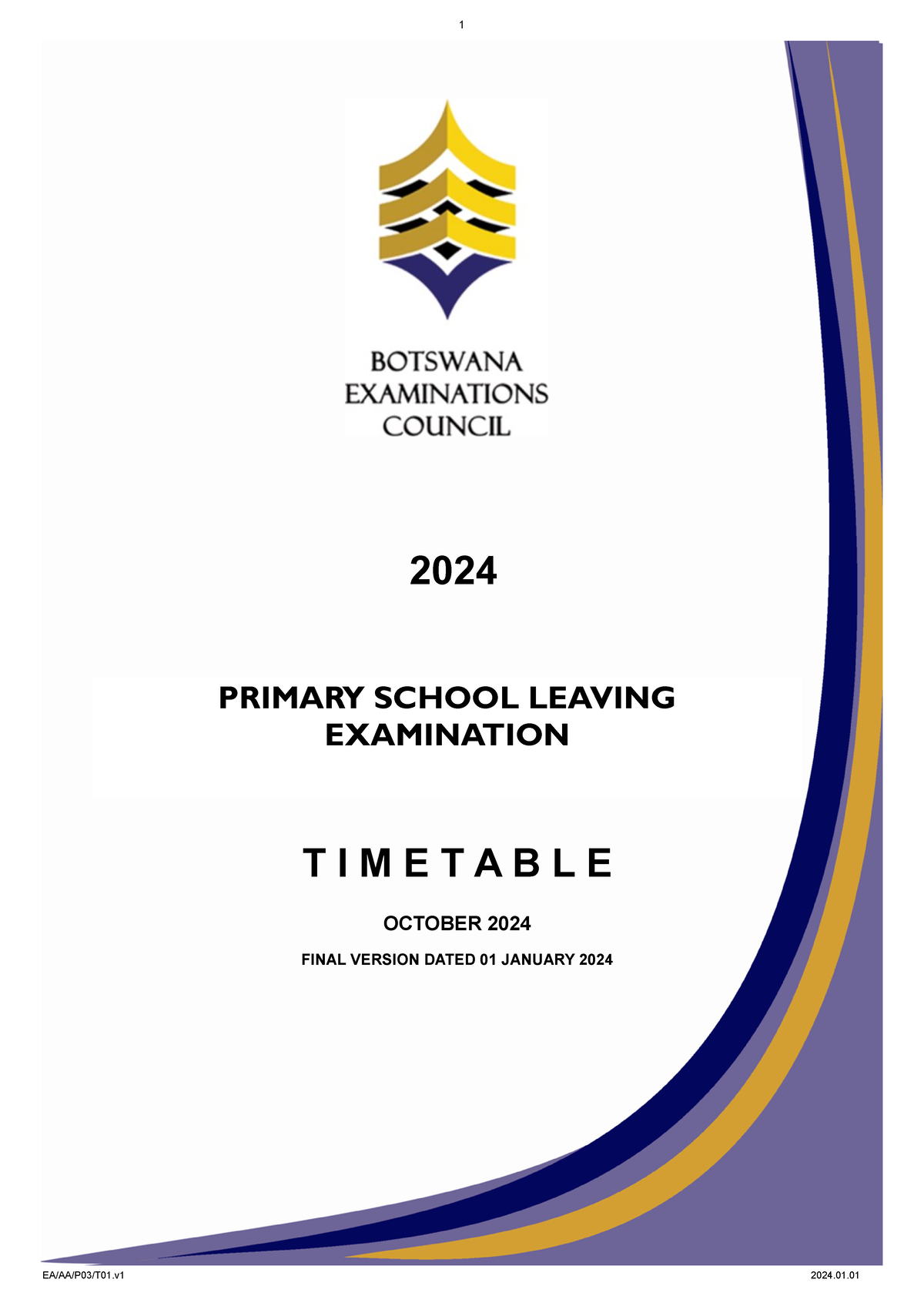 2024 psle final timetable for publishing - T I M E T A B L E OCTOBER ...