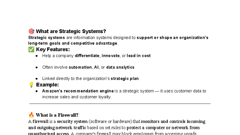 Strategic Systems and Key Concepts in IT: A Comprehensive Overview ...