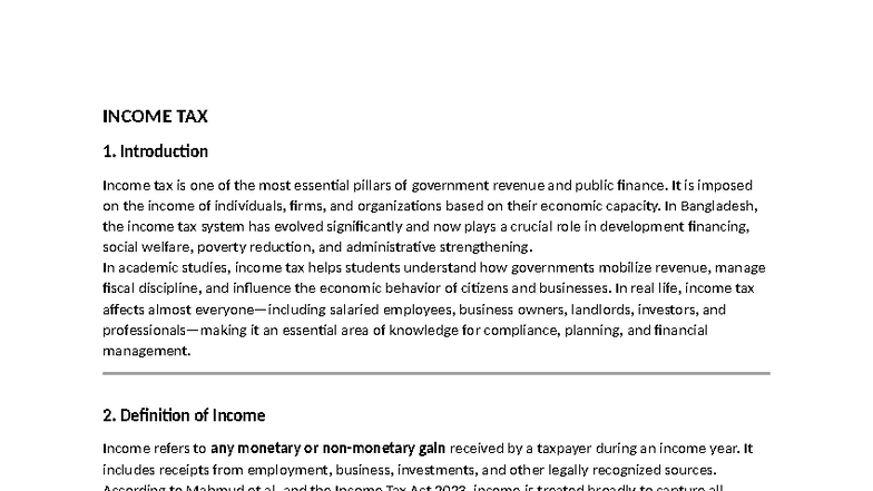 Income Tax Overview: Key Concepts and Legal Framework (TAX 101) - Studocu