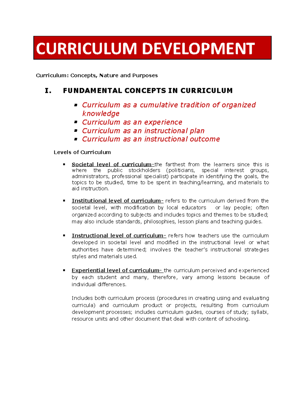 Pdf curriculum development fundamental concepts in curriculum ...