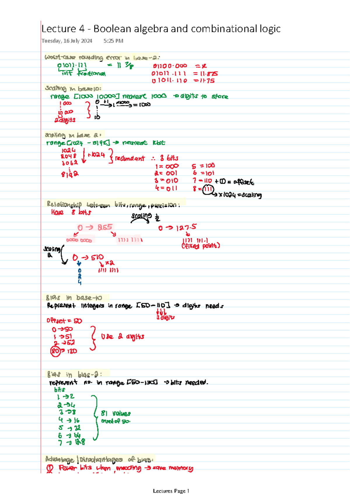 Lecture 4 - Boolean algebra and combinational logic - ELEC1601 - Studocu