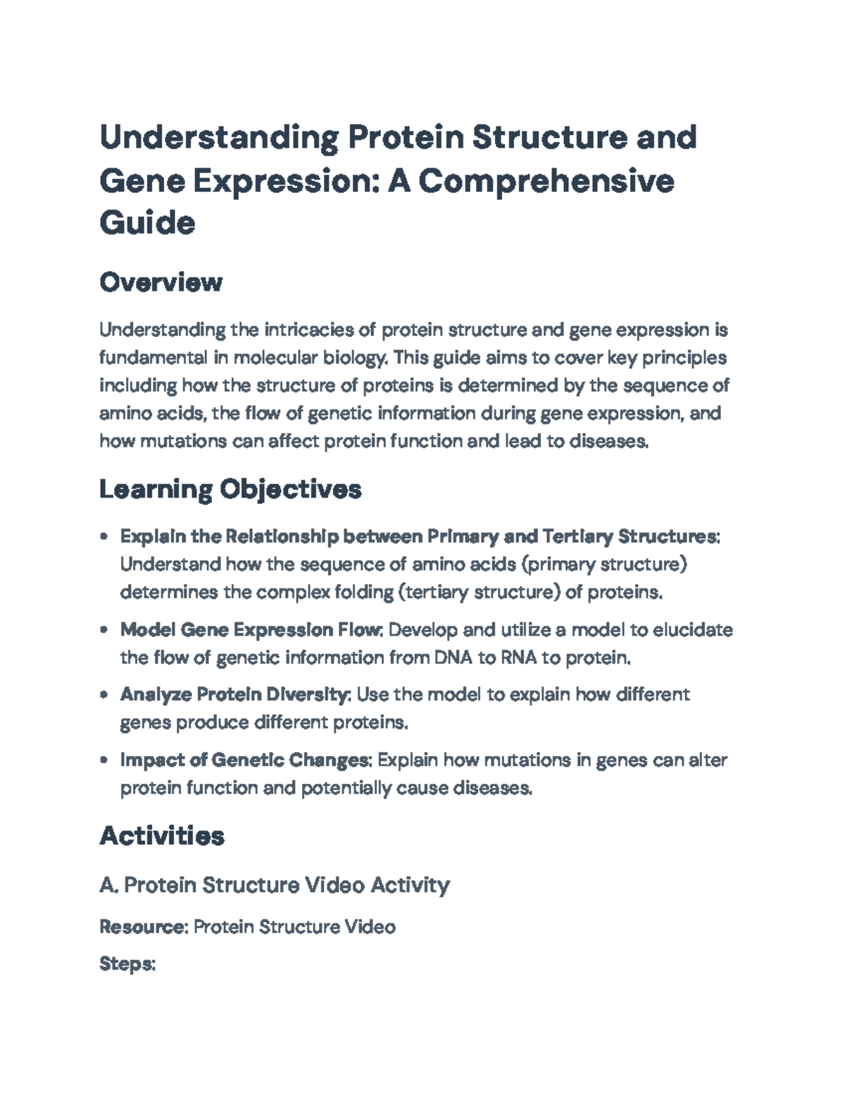 Understanding Protein Structure and Gene Expression: A Detailed Guide ...