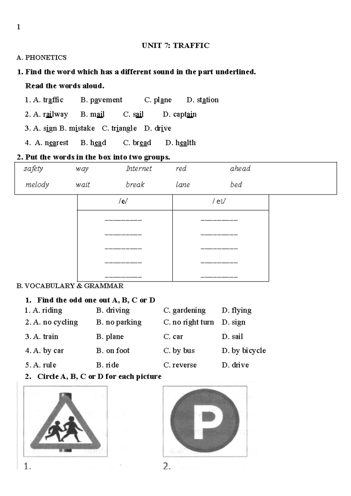 ANH 7 UNIT 7 - Phonetics and Vocabulary Test Notes - Studocu