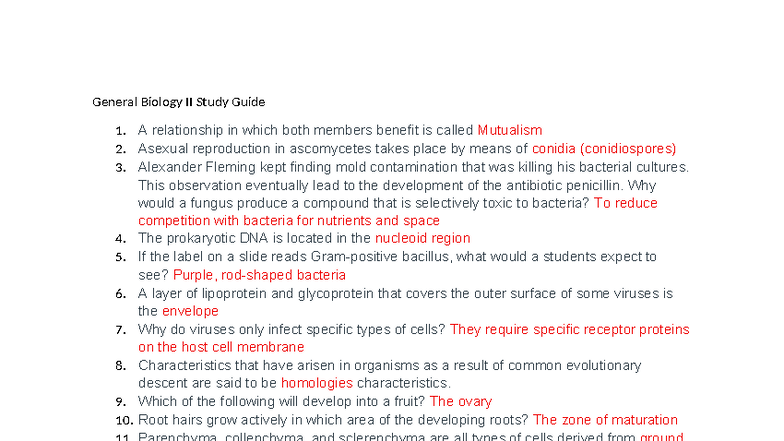 General Biology II Study Guide: Key Concepts & Topics - Studocu