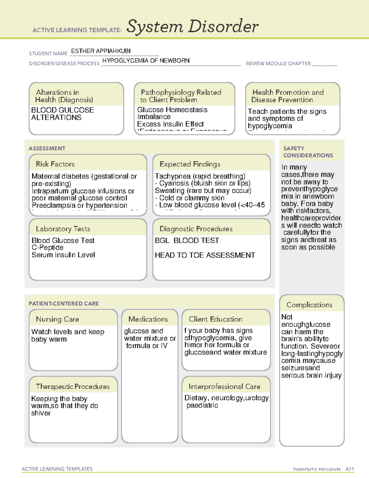 ACTIVE LEARNING TEMPLATE: Hypoglycemia in Newborns - FR 3 A Focus ...