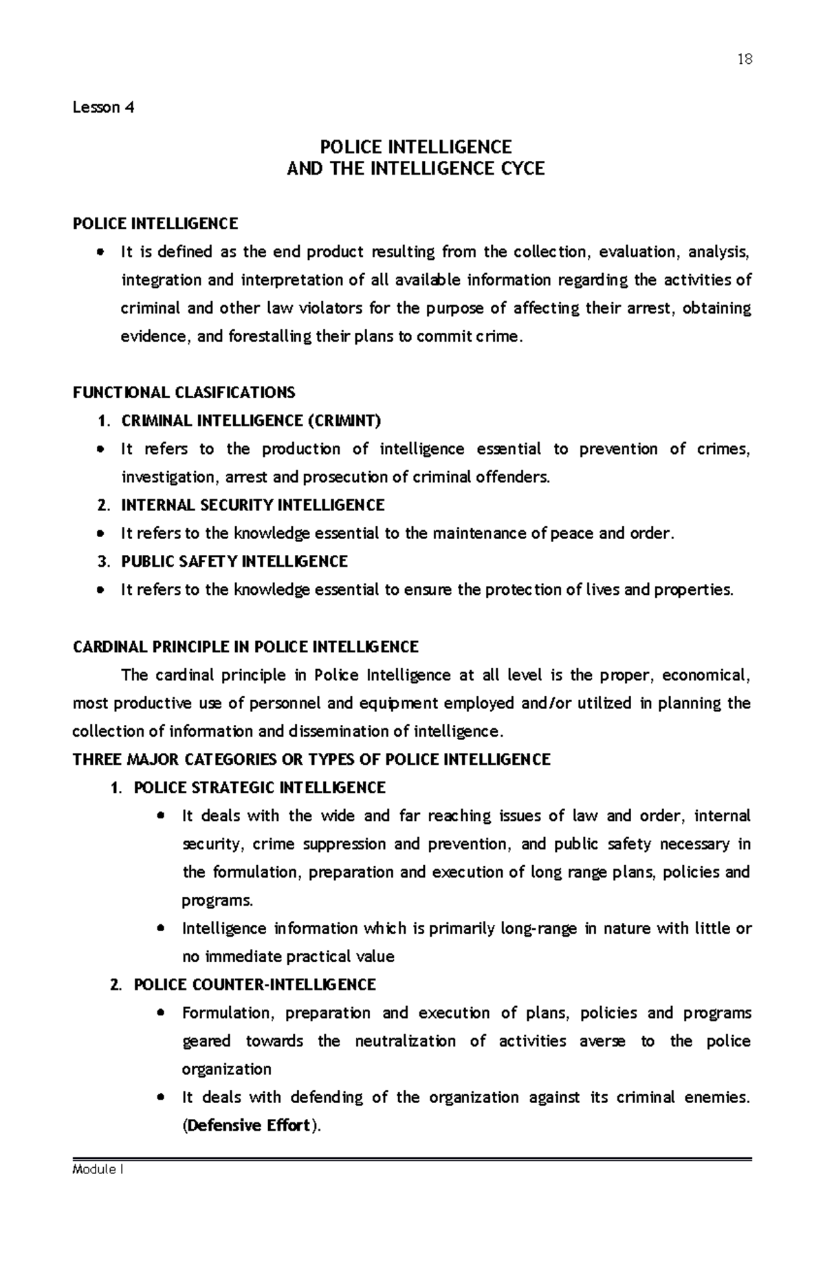 Module 2 Lesson 4 FII-F - Police Intelligence Overview and Functions ...