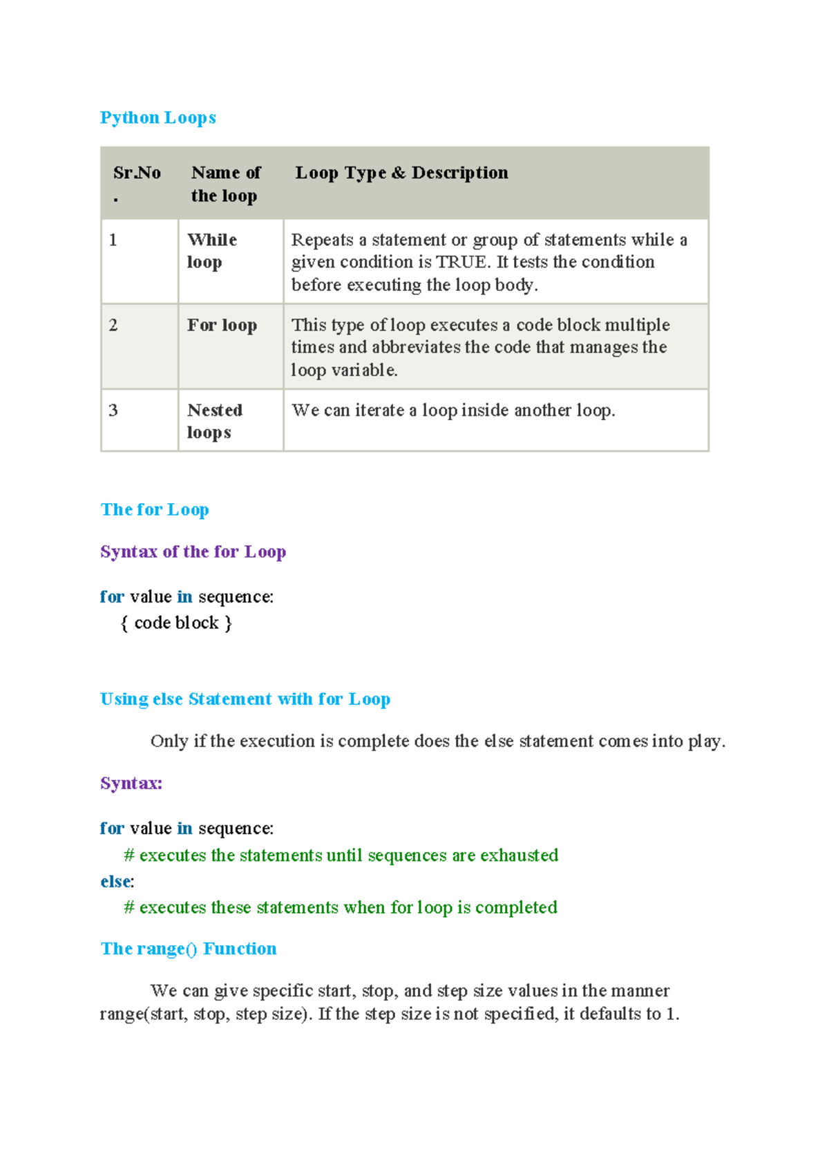 Python Looping Statements: While, For, and Control Statements - Studocu