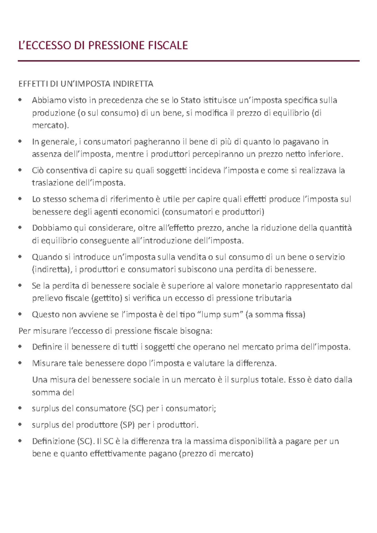CAPITOLO 7: L'ECCESSO DI PRESSIONE FISCALE E LA TASSAZIONE OTTIMALE - Studocu