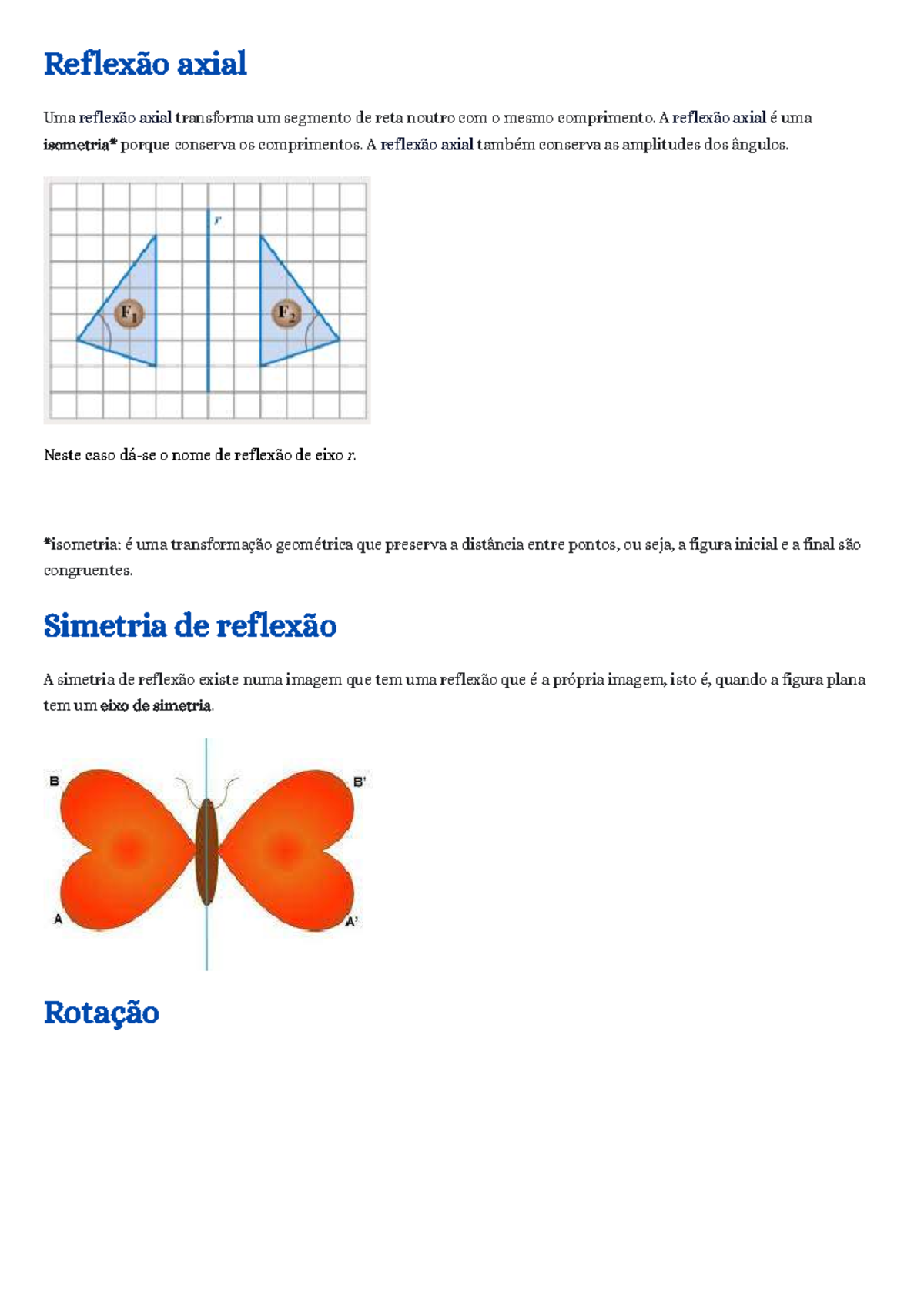 Reflexão Axial e Simetrias: Notas de Aula - Studocu