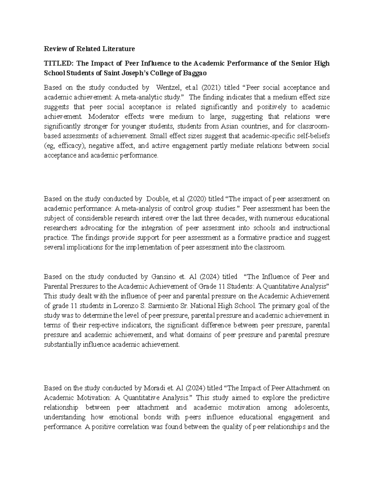 The Impact of Peer Influence on Academic Performance: A Review of ...